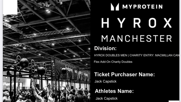 Fundraiser by jack capstick : HYROX IN SUPPORT OF MACMILLAN CANCER SUPPORT